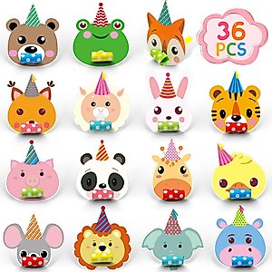Horse around Noise Makers 36 Pcs Colorful Animal Noisemakers for New Years Eve Party Cute Party Blower Party Horns Favors for Kids Birthday Baby Shower Sporting Events Graduation Party Favor