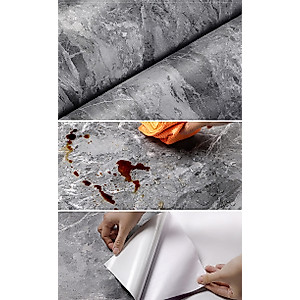 burgeliy Gray Marble Contact Paper Counter Top Covers Peel and Stick Wallpaper Self Adhesive Marble Paper for Countertops 15.7"×80" Waterproof Removable Thick Matte 3D Wallpaper for Bedroom Bathroom