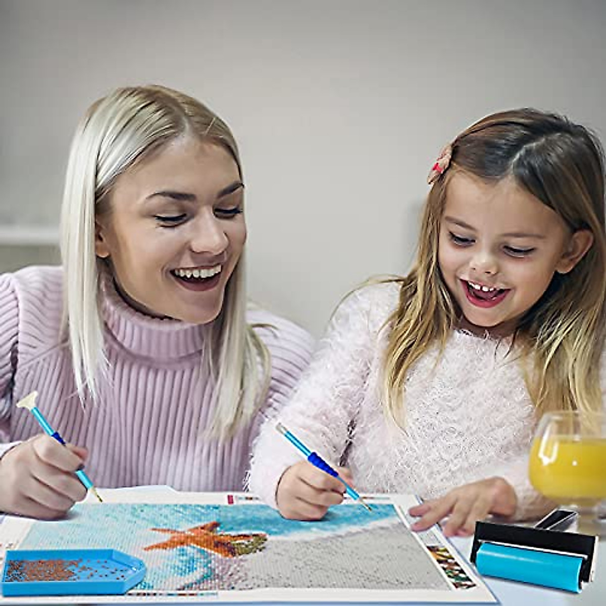 Suptikes Diamond Painting Accessories,Diamond Painting Tools with Cute Blue Roller and Diamond Embroidery Box for DIY Diamond Painting Art