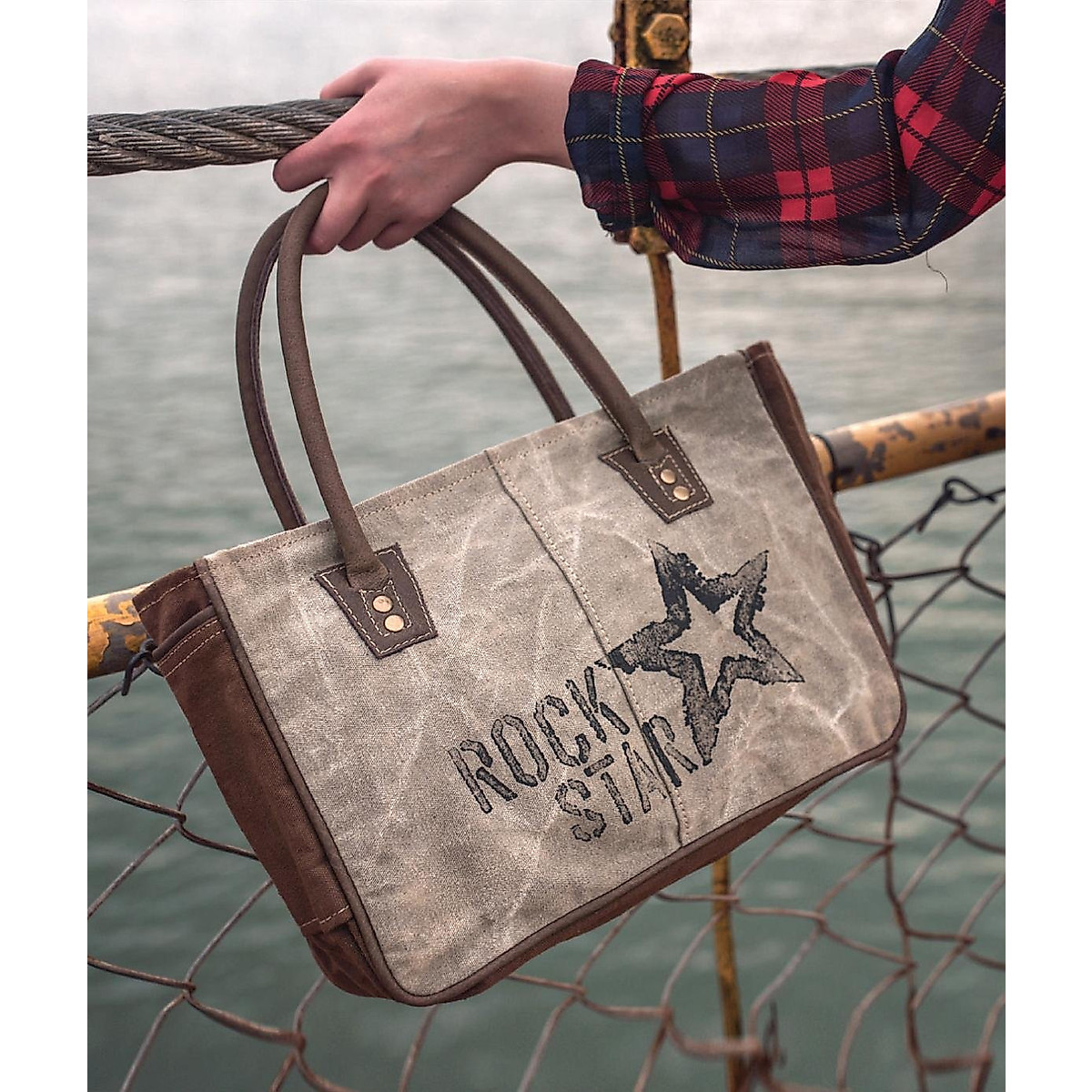 Myra Bags Rock Star Upcycled Canvas Hand Bag S-1045