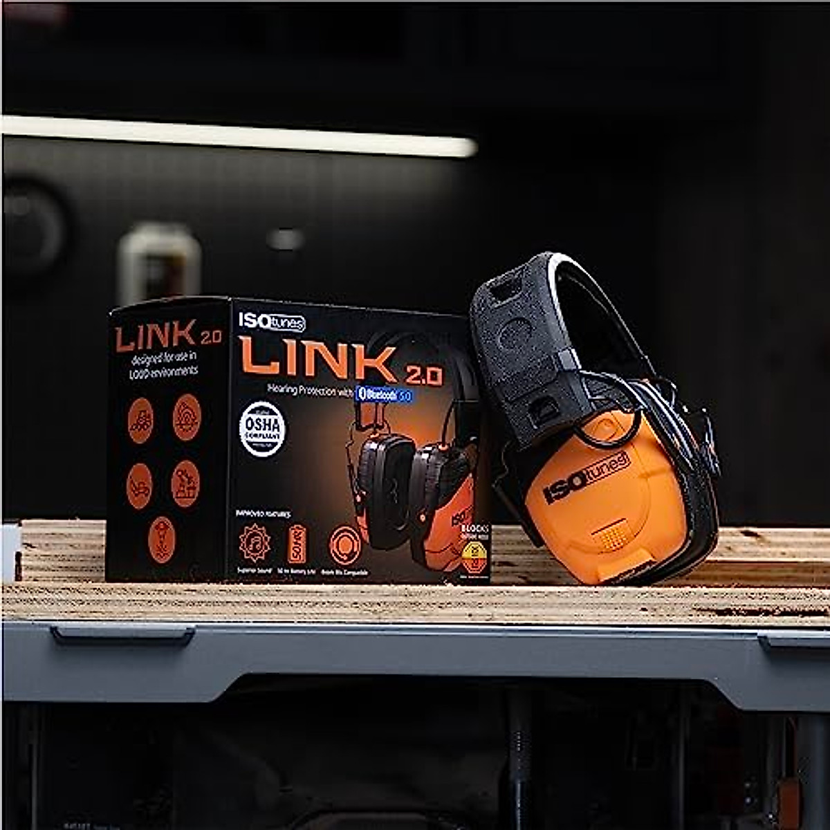 ISOtunes LINK 2.0 Bluetooth Earmuffs: Upgraded Wireless Hearing Protection with 50 Hour Battery Life and 25 dB Noise Reduction Rating