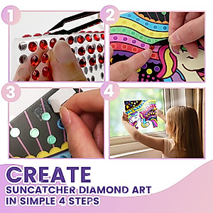 Innofans Suncatcher Gem Art Kits For Kids - Diamond Painting Kits Window Art With 5pcs Designs, Diamond Painting Window Art, Arts & Crafts, 7 Year Old Girl Gifts, Crafts For Girls Ages 8-12, 6-9, 9-12