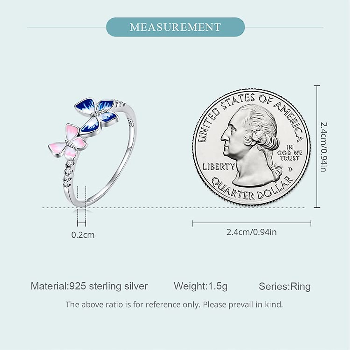 Teleye Butterfly Ring 925 Sterling Silver Engagement Ring Promise Ring for Women (8)