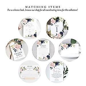 Bliss Collections Thank You Postcards, Navy Floral, Cards for Weddings, Receptions, Baby or Bridal Showers, Birthdays, Graduations, Parties, Celebrations or Special Events, 4"x6" (50 Cards)