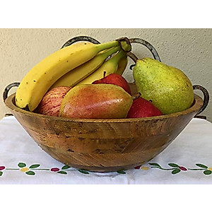 Fairwood Way Wooden Salad Bowl Set with Serving Utensils - Rustic Mango Wood Bowl with Servers - 11.5 Inch Natural Wood Bowl and Servers