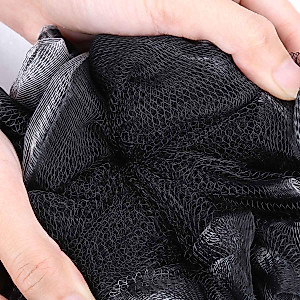 Tbestmax 75g XL Black Loofah Sponge for Exfoliating, Soft Shower Puff Bath Ball Body Scrubber Mesh Pouf 4 Set