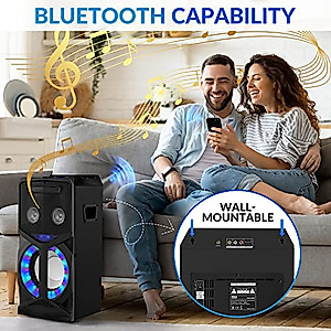 Pyle Karaoke Vibe PA Bluetooth Audio VIDEO/DVD Speaker System - 800W Multimedia CD/DVD Player for TV, Projectors, w/FM, USB, MIC, AUX, HDMI, RCA Inputs, Echo & LED Mode, w/Remote Control - PKRK270BT