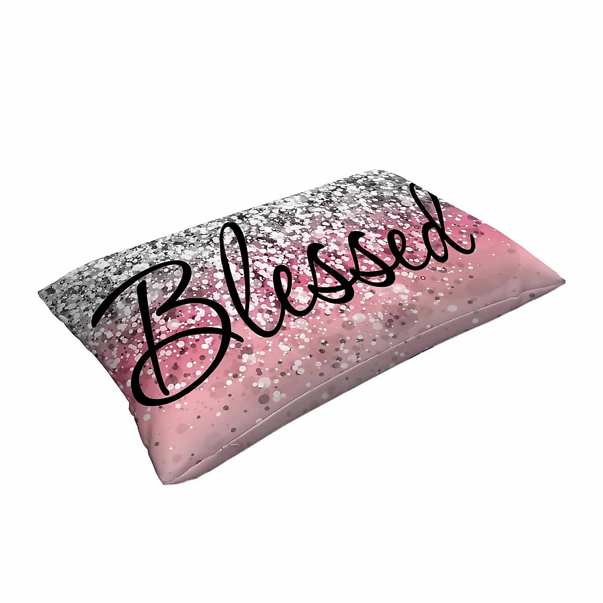 Mugod Rectangle Pillowcase Black Blessed on Silver Pink Dot Highlights,Throw Cushion Covers Rectangle Zipper Decor Sofa Couch Bedroom Living Room Home 20x30 Inches