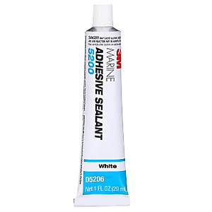 3M Marine Adhesive Sealant 5200, White, Flexible Bonds, Long Work-Time, 1 oz Tube