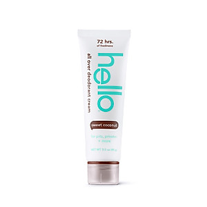 hello All Over Sweet Coconut Deodorant Cream, Aluminum Free Deodorant Cream for Pits, Privates + More, Offers 72 Hours of Freshness, Safe for Sensitive Skin, Vegan, 1 Pack, 3 Oz Tube