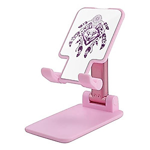 Tribal Wolf Head Foldable Desktop Cell Phone Holder Portable Adjustable Stand for Travel Desk Accessories
