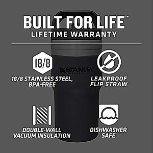 Stanley IceFlow Stainless Steel Tumbler with Straw - Vacuum Insulated Water Bottle for Home, Office or Car - Reusable Cup with Straw Leakproof Flip - Cold for 12 Hours or Iced for 2 Days (Charcoal)