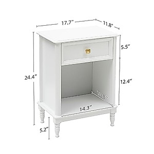 IDEALHOUSE White Nightstands Set of 2, Bedroom Nightstand with Drawer and Storage Shelf, Modern End Table Side Table for Bedroom Living Room College Dorm