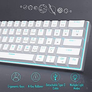 CMUNBBB 60 Percent Mechanical Gaming Keyboard, White Gaming Keyboard with Red