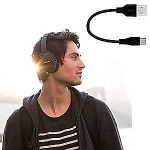 2-Pack 8inch Replacement Charging Power Supply Cable Cord Compatible with Bose QuietComfort 35 QC35 QC35II QC30 QC25 QC20 SoundLink II Beats Powerbeats2 or 3 Wireless Studio Headphone Headset (Black)