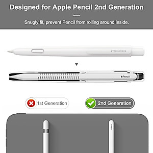 MoKo Holder Sleeve Compatible with Apple Pencil 2nd Generation, Retractable PC Pen Sleeve with Sturdy Clip for iPad Air 5th/4th Gen, iPad Pro 11/Pro 12.9 2021/2020, iPad Mini 6 2021, White