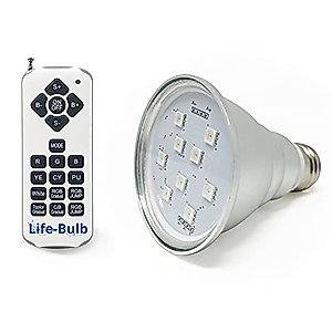 Life-Bulb 120V LED Color Spa Light Bulb with Remote for in-ground spa | High Lumens | Lifetime Replacement Warranty | Long Lasting Aluminum | Replaces up to 300W Incandescent E26 Screw in Type Bulbs