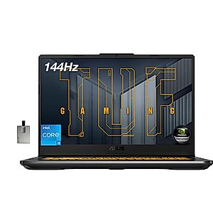 ASUS 2022 TUF Gaming 17.3" FHD 144Hz Laptop, Intel Core i5-11260H (Beats i7-8750H), 32GB RAM, 2TB PCIe SSD, RGB Backlit Keyboard, GeForce RTX 3050 Graphics, Windows 10, Grey, 32GB USB Card