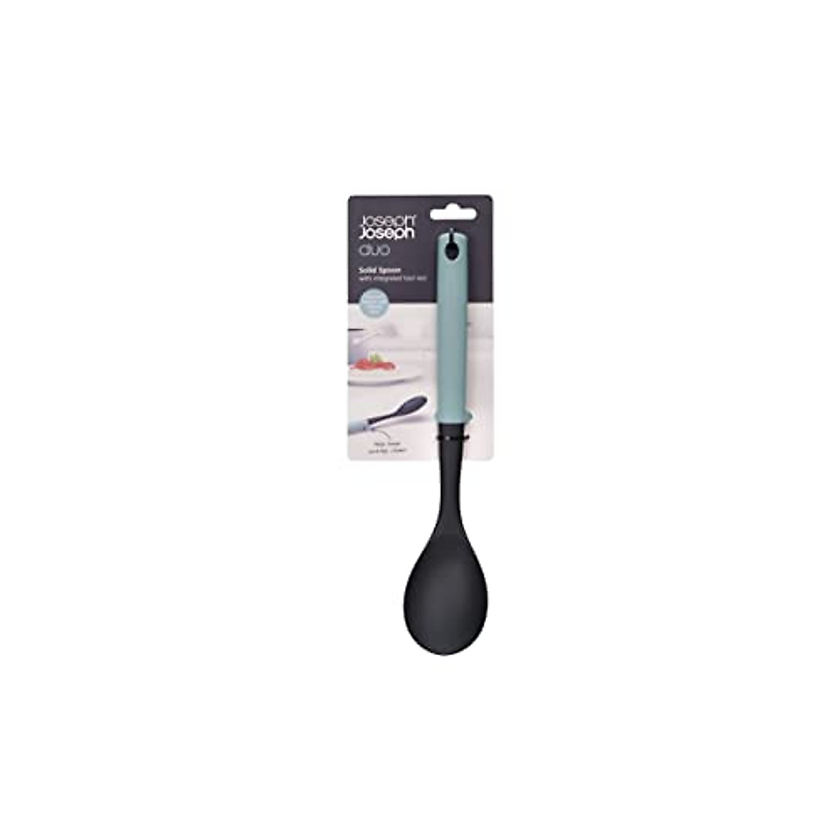 Joseph Joseph Duo Solid Spoon with Integrated Tool Rest Hygienic Design, Heat-Resistant Nylon Head, Ideal for Non-Stick Cookware, Opal