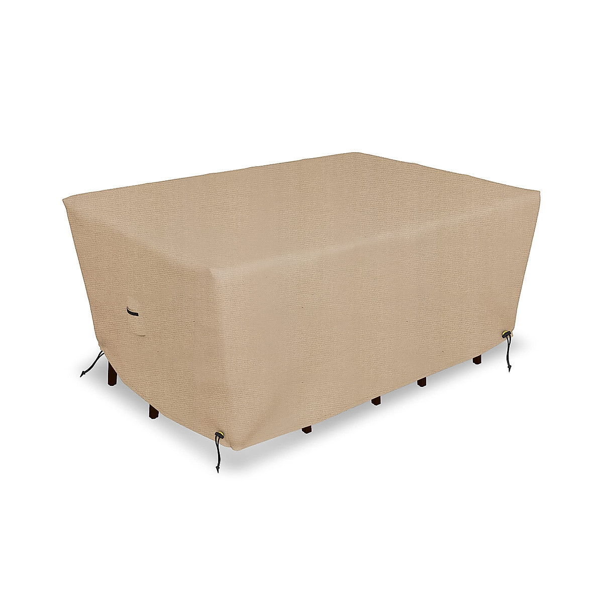 Patio Table & Chair Set Cover 600 D Polyester Oxford Fabric - Water Repellent Outdoor Rectangle Dining Table Cover with Padded Handles, Air Pockets & Drawstring (Beige, 57” L X 45” D X 25” H)