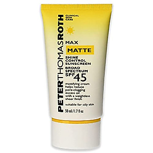 Peter Thomas Roth | Max Matte Shine Control Sunscreen Broad Spectrum SPF 45 | Mattifying Sunscreen For Oily Skin, Water-Resistant, 1.7 fl. Oz (Pack of 1)