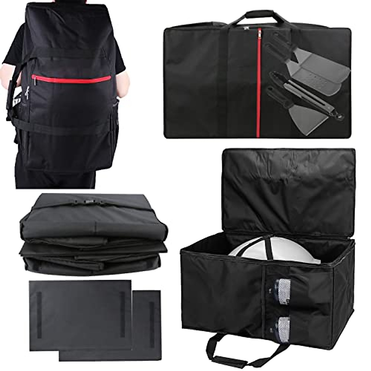 Uniflasy 600D Grill Cover and 5 Feet Propane Tank Adapter Hose for Weber Q Gas Grill, High Capacity Portable 2 in 1 Shoulder Straps Backpakc & Handles Styles Portable Carry Bag, Outdoor Camping Bag