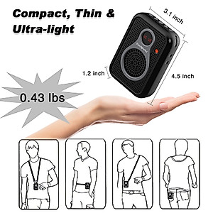 Voice Amplifier Portable Microphone Speaker - HW HaoWorks S208 Wired Headset with Microphone,Loud Clear Sound,No Feedback Noise,Mini Mic for Teachers/Tour Guides/Speaking/Singing