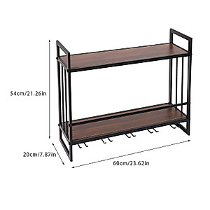 CeRaBuRET Wall Mounted LED Wine Rack, Wine Bottle Rack, Metal Hanging Wine Holder with 5 Stem Glass Holders for Storing Wine Bottles, 23.6 * 7.87 * 21.26inch