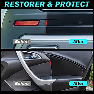 Plastic Restorer for Cars, 2PCS Car Plastic Parts Refurbish Agent Set, Automotive Interior Plastic Part Ceramic Coating with Sponge and Nozzle, Resists Water, UV Rays, Dirt, Not Dressing, 200ml