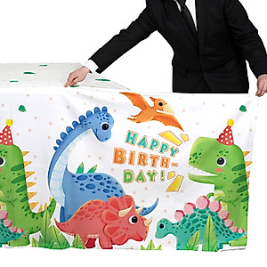 Dinosaur Party Supplies Disposable Tablecloth Waterproof Plastic Rectangular Table Cover for Boys Kids Birthday Party Baby Shower Dinosaur Party Decorations 3PCS 54 X 108 inch