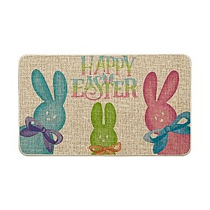 Artoid Mode Welcome Easter Rabbits Elegant Decorative Doormat, Seasonal Spring Easter Farmhouse Holiday Low-Profile Floor Mat Switch Mat for Indoor Outdoor 17 Inch x 29 Inch