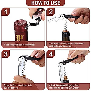 16 Pieces Wine Keys Opener Black Travel Corkscrew Wine Opener Waiter Corkscrew Wine Opener Beer Bottle Opener Bartender Key Wine Opener for Home Office Kitchen Restaurant Bar Applications