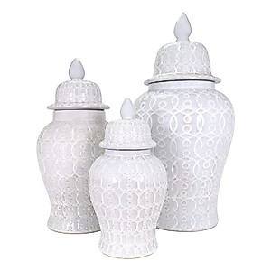 TIC Collection Hand Crafted and Hand Painted Ellery Jar, Multi-Tonal Shades of Cream, Taupe, & Gray