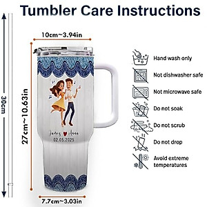 Custom 40oz Tumbler with Handle – Valentine's day cooking-Personalized Couple Gift for Anniversary Wedding Gift, Birthday, Mother's Day, Valentine’s Day FYHsgV