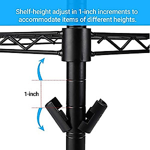 Wire Storage Shelves 3-Shelf Adjustable Shelving Units with Wheels Steel Metal Storage Rack for Kitchen Pantry Closet Laundry Durable Organizer Garage Tool Storage Shelf, Black, Black-e