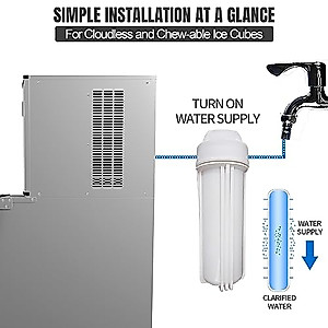 XPW Commercial Ice Maker Machine - 550LBS/24H with 350LBS Bin 1200W Ultra Strong Compressor, Stainless Steel Construction Fully Automatic Operation Perfect for Bar Restaurants and Business