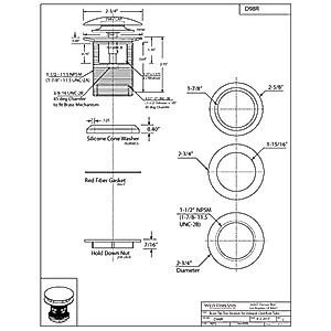 Westbrass D98R-50 Coarse Thread Tip-Toe Drain Plug use for Integrated Overflow Bathtub Trim, 1-Pack, Powder Coat White