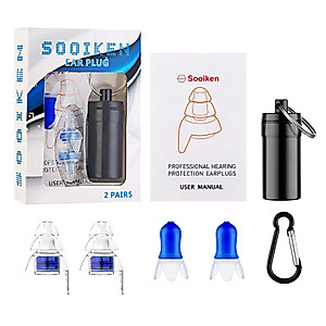 SureFire EP4 Sonic Defenders Plus filtered Earplugs, triple flanged design, reusable, Black, Medium