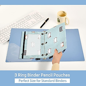 MAOBLYR Cute Cat Kitty Standard 3-Ring Zipper Clear Binder Pocket,Large Capacity Office 7 x 9In (2 PCS)