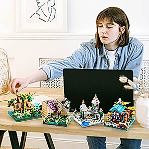 LUKHANG Four Seasons Flower House Botanicle Collection 4 Models Micro Mini Blocks Building Set for Girls, Ideas DIY Gift for Kids and Adults