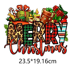 2 Sheets Christmas Iron On Transfers Christmas Iron on Decals Patches for Clothing Funny Design Season Heat Transfer Stickers for T-Shirts New Year Holiday Clothes DIY Applique Decor
