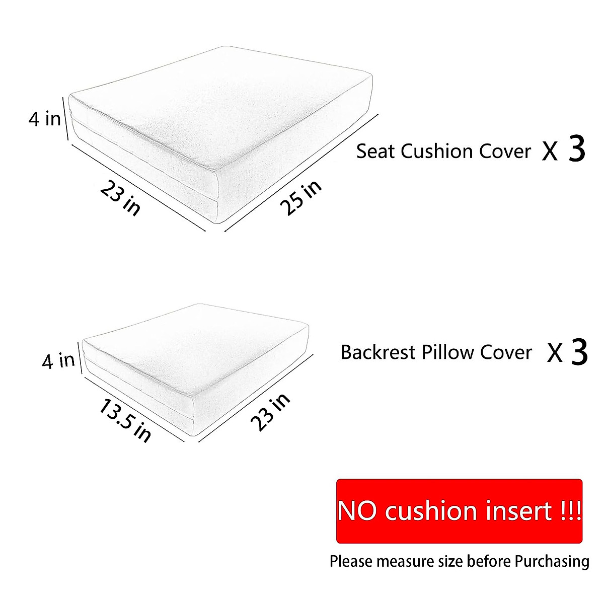 6p Patio Cushion Covers Anti Cat Scratch Leather Outdoor Cushion Cover Replacement 100% Waterproof with Zipper for 3Pcs Patio Furniture Set,Slipcovers for Outdoor Furniture Cushions Cream,Cover Only