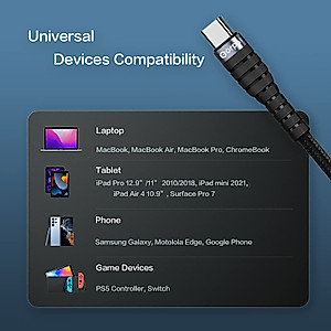 Gorphi 100W USB C Cable, USB C to USB C Fast Charging Cable, [2023 Upgraded], Type C to Type C Cable Fast Charging, USB C Cable 100W 6.6ft 5A PD QC4.0 Super Fast Charging Cable