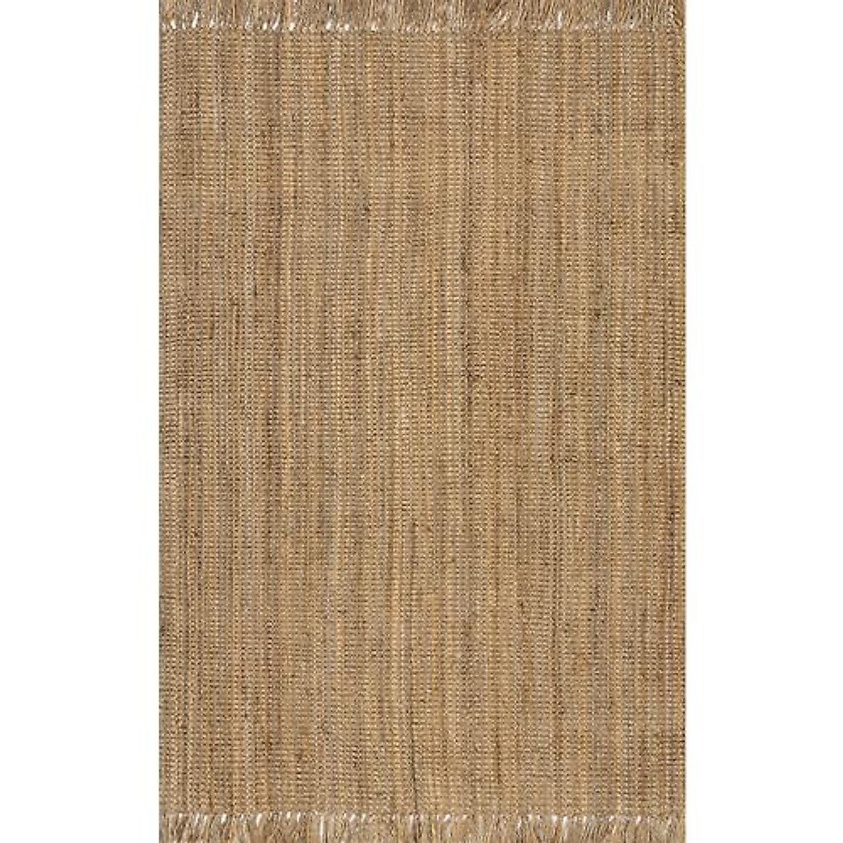 nuLOOM 4x6 Daniela Jute Tassel Hand Woven Area Rug, Natural, Solid Chunky Farmhouse Design, Natural Fiber, For Bedroom, Dining Room, Living Room, Hallway, Office, Entryway
