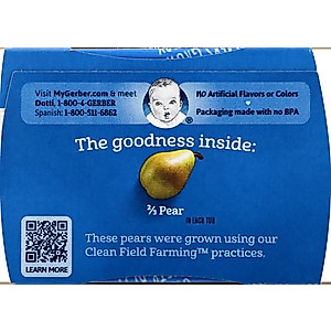 Gerber Baby Food Pear, 4 Oz, 2 Ct Tubs
