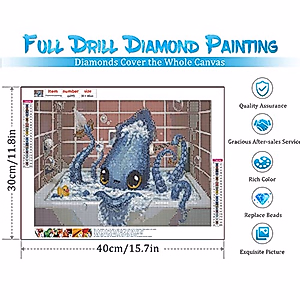PJOESL Diamond Painting Kits,5D Diamond Art Kits Full Drill Diamond Painting Kits for Adults Kids Beginner,DIY Octopus Bathing Diamond Painting Kits Perfect for Home Wall Decor Gifts 15.7x11.8inch
