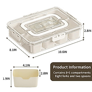 KVOOISD Divided Serving Tray with Lid and Handle, Clear Plastic Snackle Box Charcuterie Container 8 Compartments, Reusable Veggie Tray Fruit Tray,Large Snack Platter for Party Refrigerator Storage