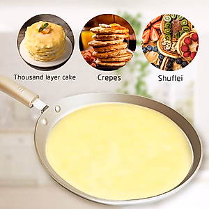 Soldadito Crepes Pancake Pans Nonstick Frying Pan Induction Omelette Skillet Carbon Steel Griddle Flat Pan Crepe Maker with Accessories for Pancakes Burritos Tacos Tortilla Omelette 8In