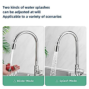 Sink Faucet Aerator, 1.8 GPM Extra Big Angle Rotate Kitchen Sink Aerator Sprayer Head 360 Degree Swivel Kitchen Sink Sprayer Attachment-55/64 Inch-27UNS Female Thread-Chrome (Metal Embossing, Silver)…