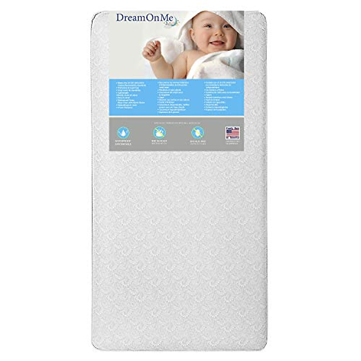 Dream On Me Slumberland 260 Coil 6” Crib And Toddler Mattress, Green Guard Gold Certified, 10 Years Manufacture Warranty, Waterproof Vinyl Cover, Made In The U.S.A
